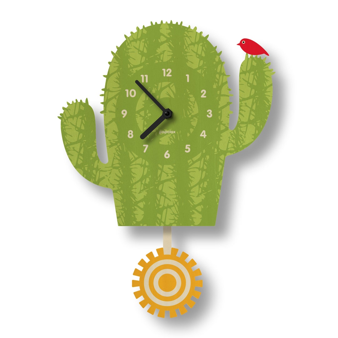 Cactus Pendulum Clock - Kids Room Decor - Gift for Newborns - Nursery ...