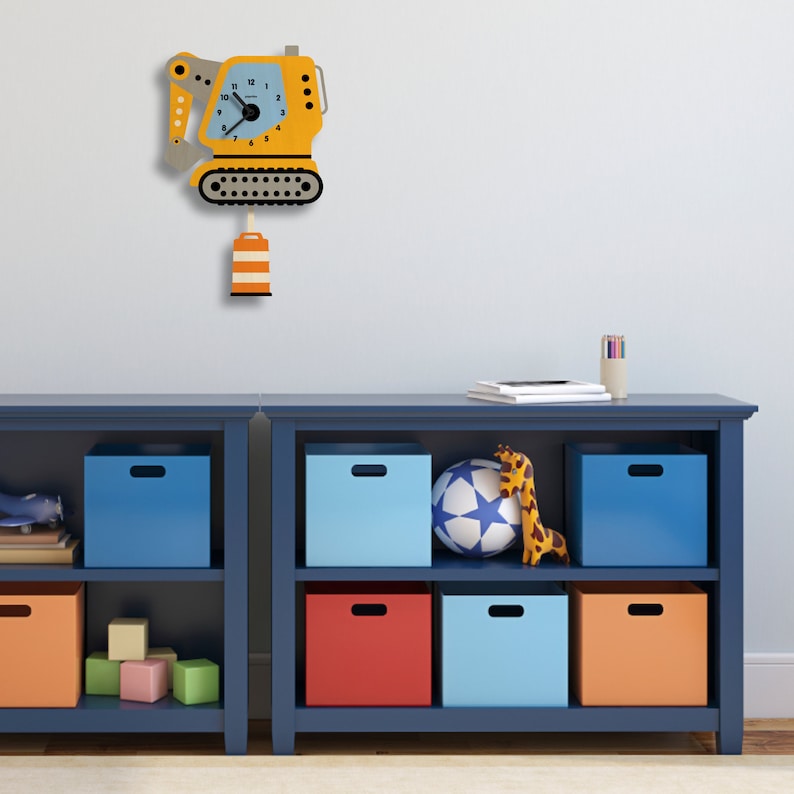 Excavator Pendulum Clock - Kids Room Decor - Gift for Newborns ...