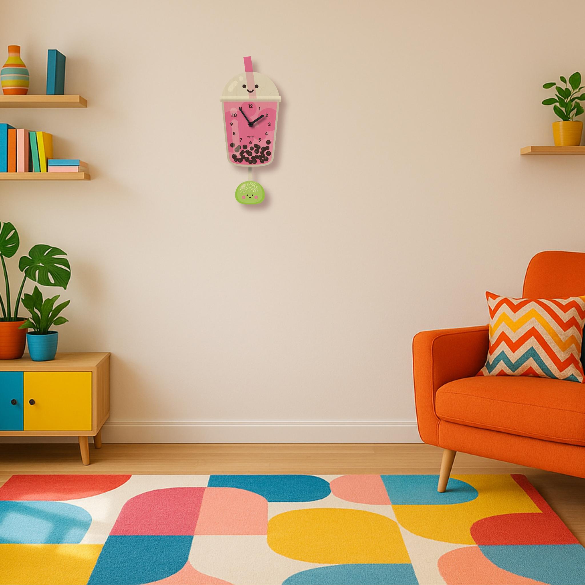 Bubble Tea Pendulum Clock - Kawaii Room Decor - Fun Clock - Silent ...