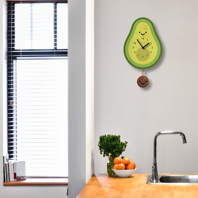 Avocado Pendulum Clock - Kids Room Decor - Nursery Decor - Child's Room ...