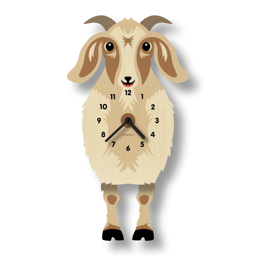 Greta Goat Pendulum Clock - Kids Room Decor - Nursery Decor - Silent ...