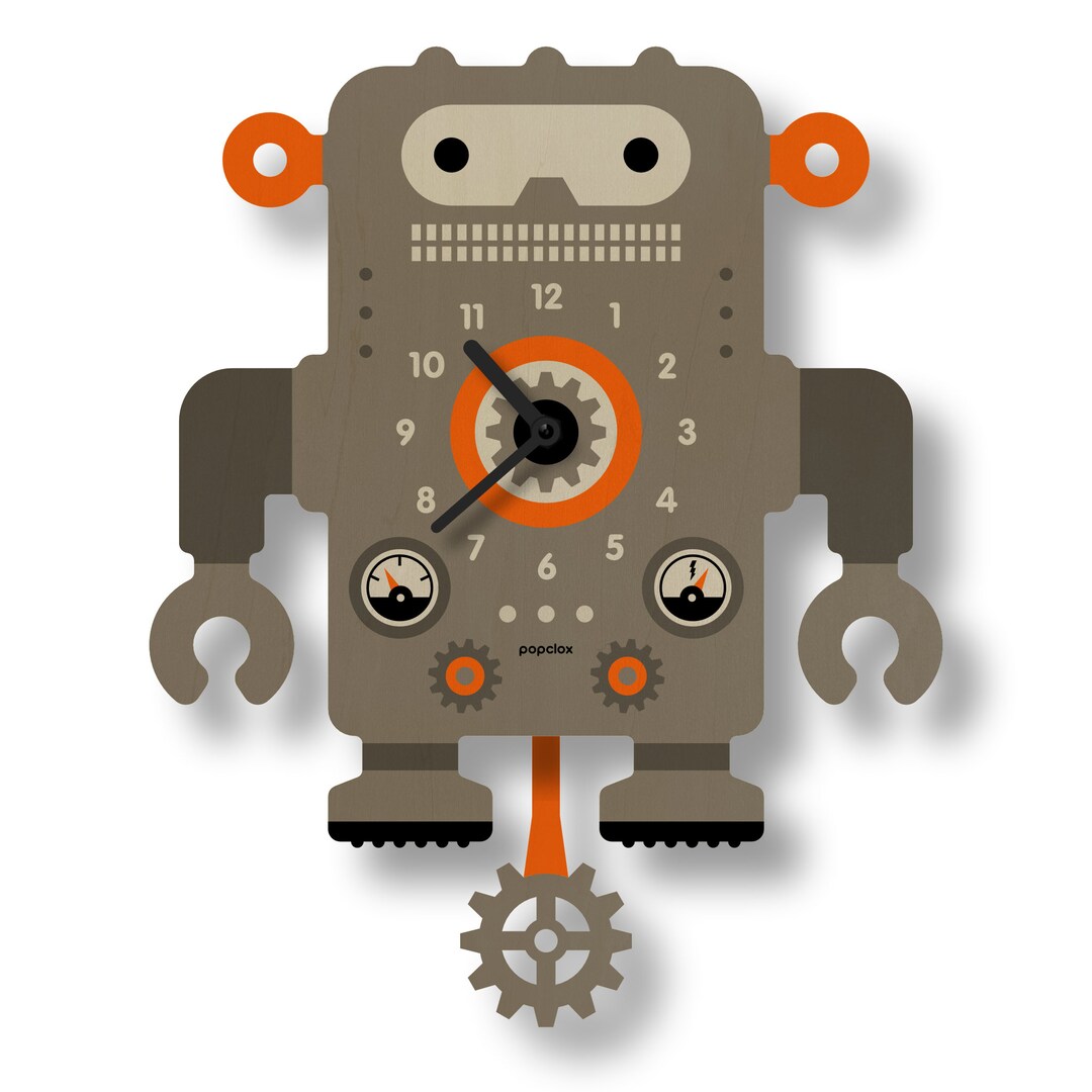 Robot Pendulum Clock - Kids Room Decor - Nursery Decor - Child's Room ...