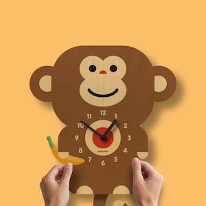 Monkey Pendulum Clock - Kids Room Decor - Gift for Newborns - Nursery ...