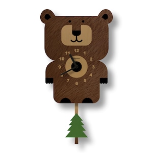 Bear Pendulum Clock - Kids Room Decor - Gift for Newborns - Woodland ...