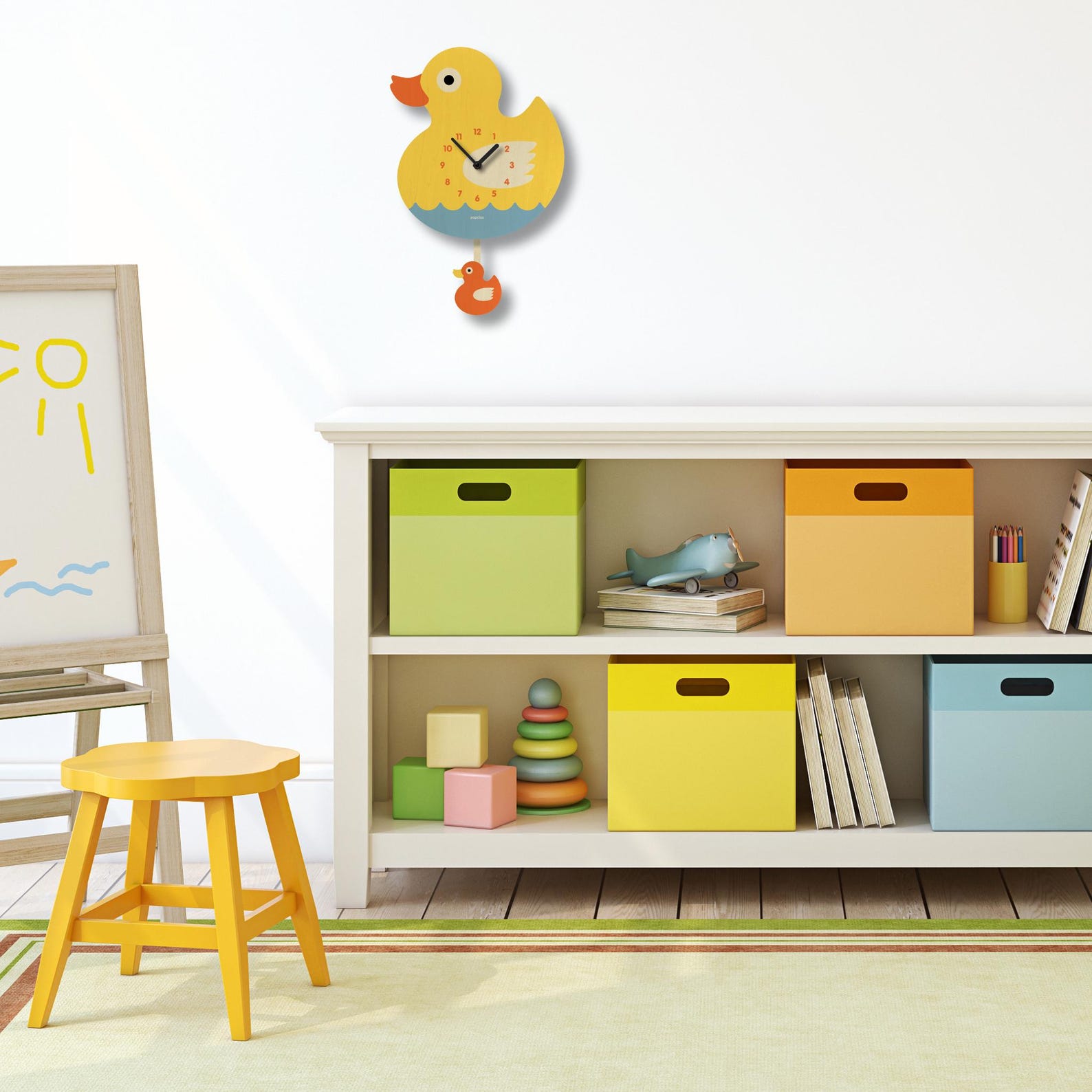Ducky Pendulum Clock - Kids Room Decor - Pets - Bathroom Decor - Silent ...