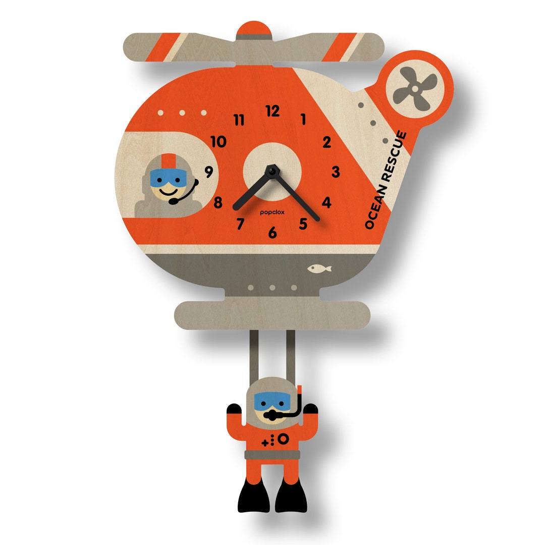 Helicopter Pendulum Clock - Kids Room Decor - Nursery Decor - Silent ...