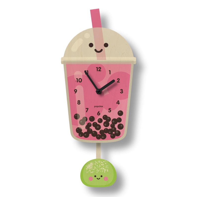 Bubble Tea Pendulum Clock - Kawaii Room Decor - Fun Clock - Silent ...