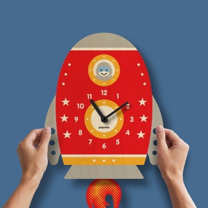Rocket Pendulum Clock - Kids Room Decor - Gift for Newborns - Nursery ...