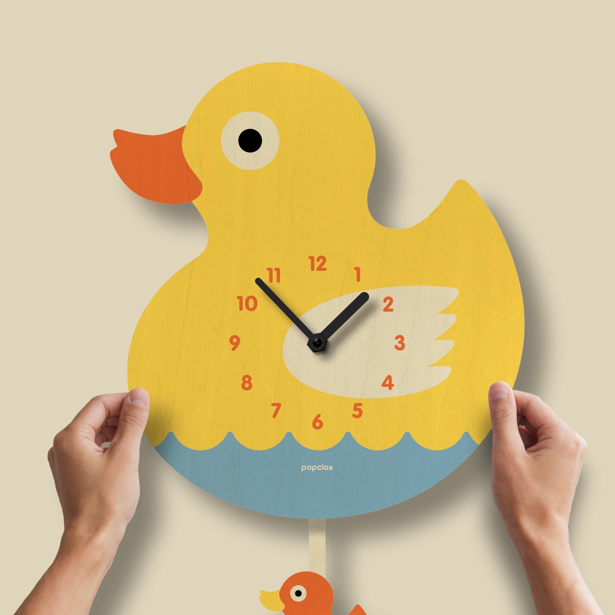 Ducky Pendulum Clock - Kids Room Decor - Pets - Bathroom Decor - Silent ...
