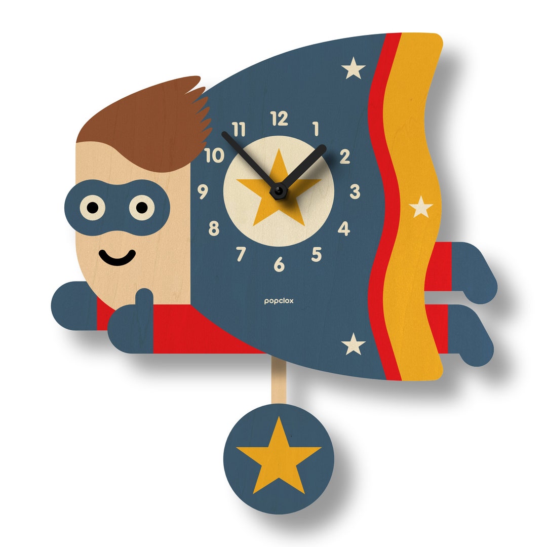 Superboy Pendulum Clock Kids Room Decor Gift for Newborns Nursery Decor ...