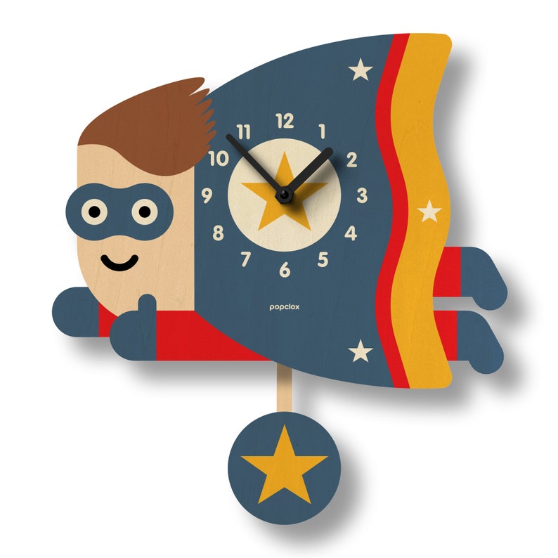 Superboy Pendulum Clock - Kids Room Decor - Gift for Newborns - Nursery ...