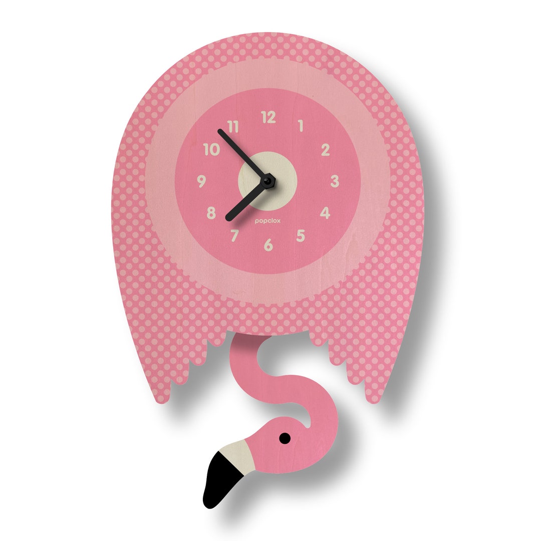 Flamingo Pendulum Clock - Kids Room Decor - Nursery Decor - Silent ...
