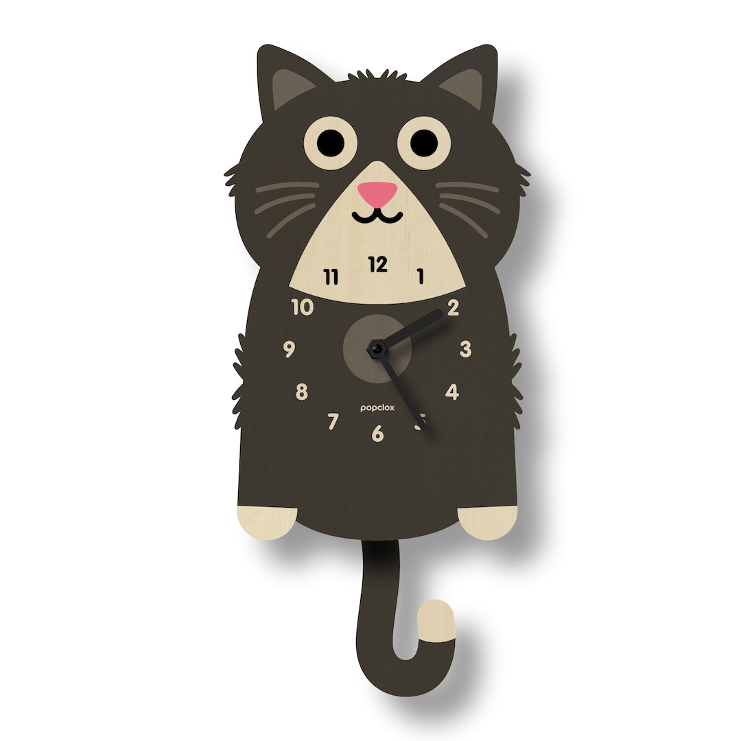 Kitten Pendulum Clock - Kids Room Decor - Nursery Decor - Silent Clock ...