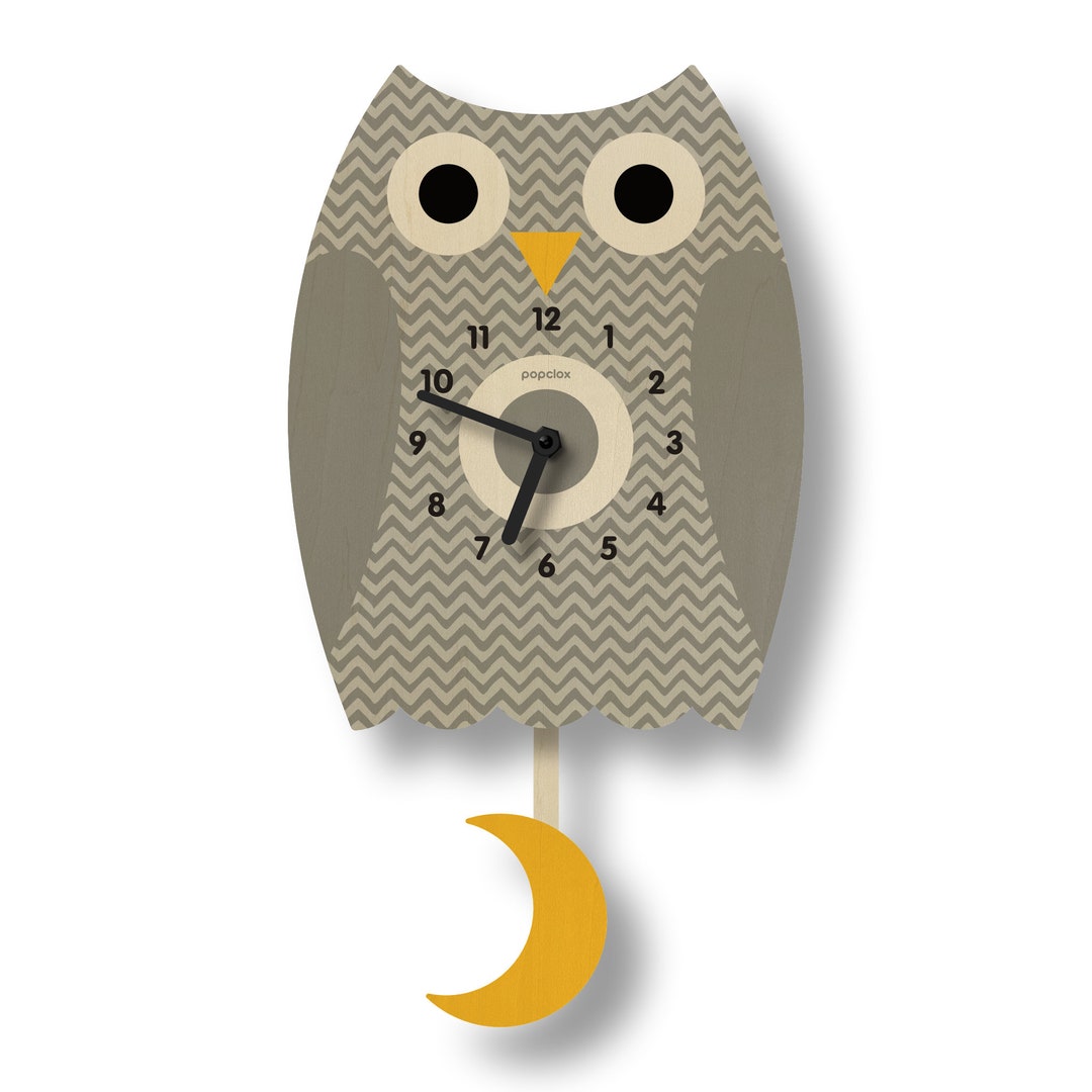 Owl Pendulum Clock - Kids Room Decor - Gift for Newborns - Woodland ...