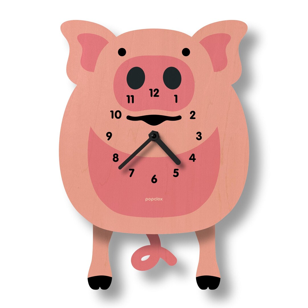 Polly Pig Pendulum Clock - Kids Room Decor - Nursery Decor - Silent ...