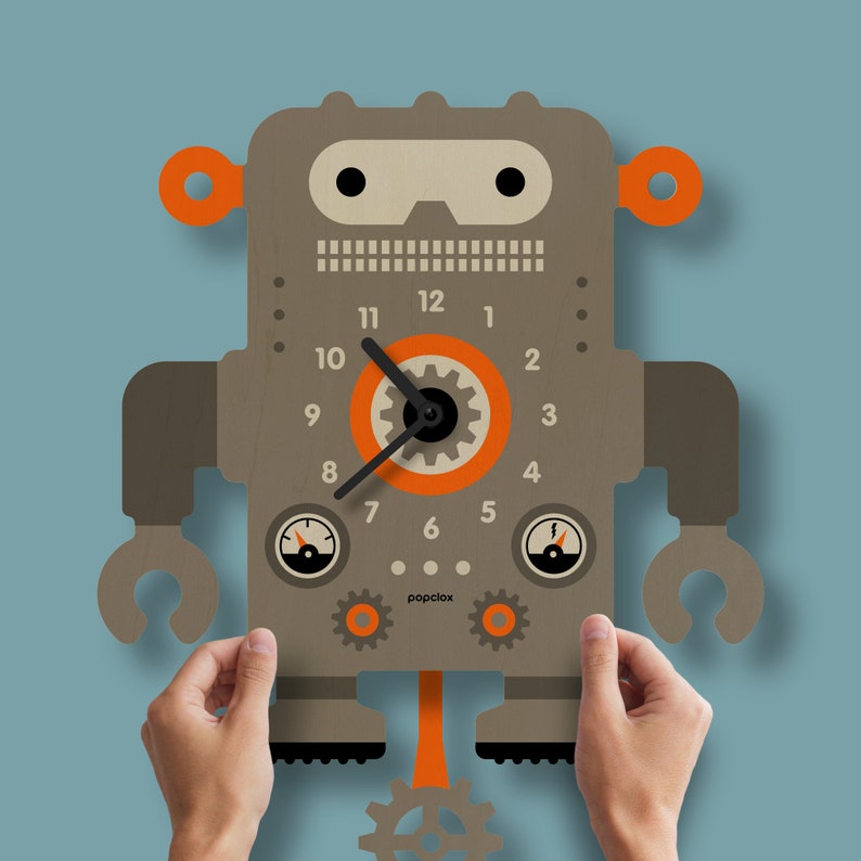 Robot Pendulum Clock Kids Room Decor Nursery Decor Child's Room Decor ...