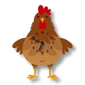 Cleo Chicken Pendulum Clock - Kids Room Decor - Nursery Decor - Silent ...