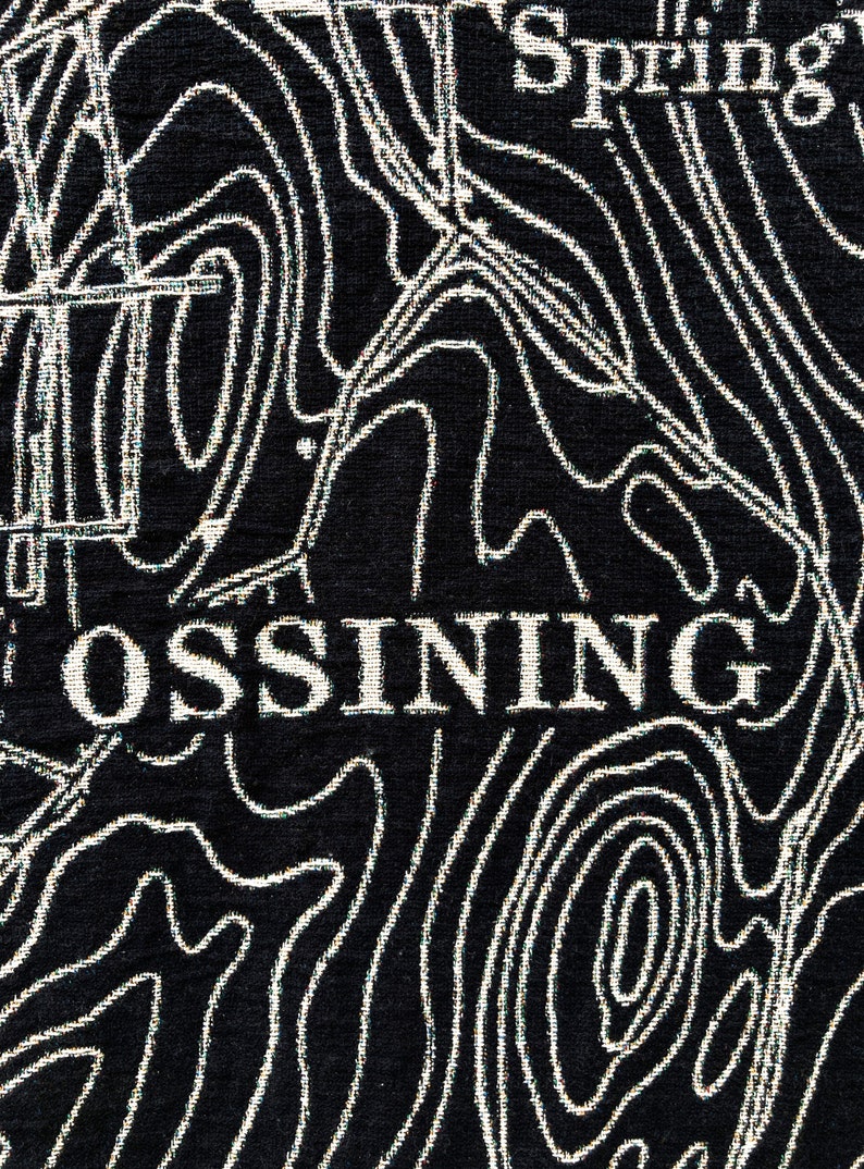 Ossining, New York Black & White Map Blanket, 100% Cotton Woven Throw ...