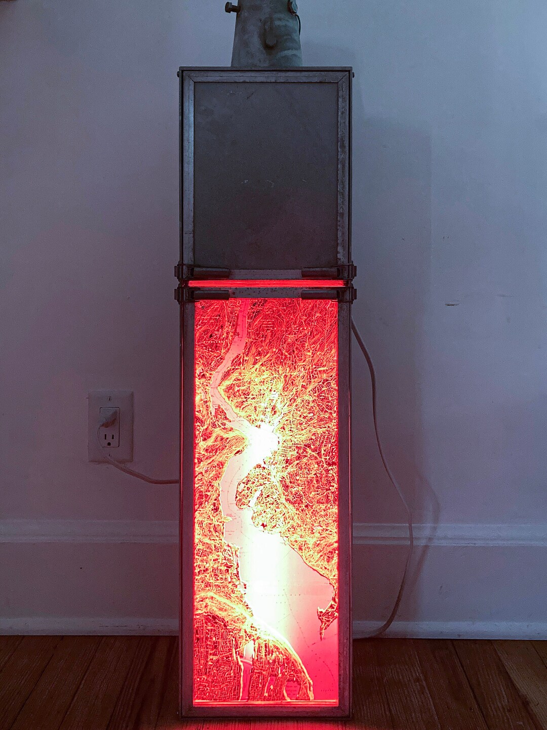 Commerce No. 1, Illuminated Map Art, Floor Lamp, Low-pressure Sodium ...