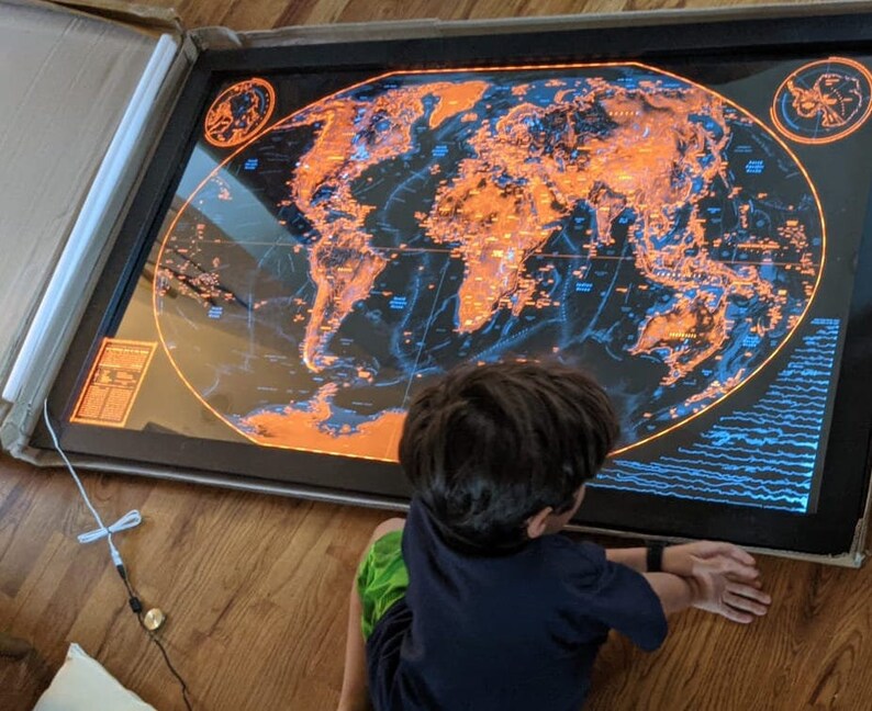 Physical Map of the World, 2022 Illuminated Atlas Plate World Map ...