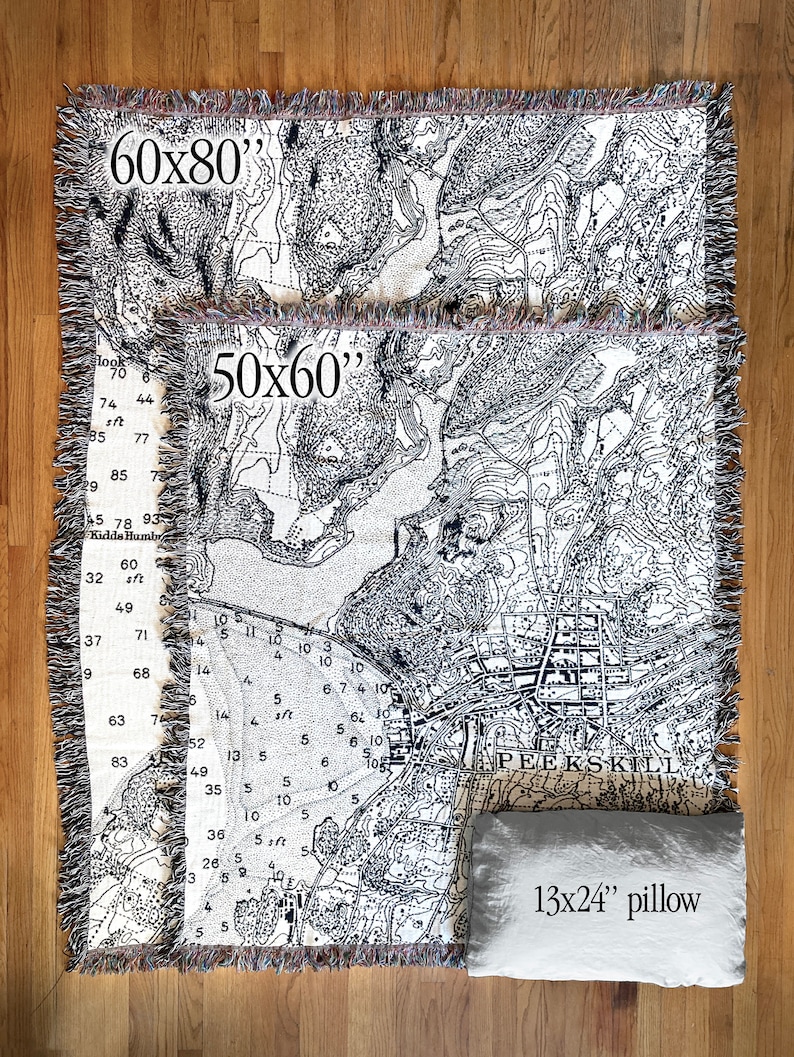 Map Key Black & White Map Blanket, 100% Cotton Woven Throw - Etsy