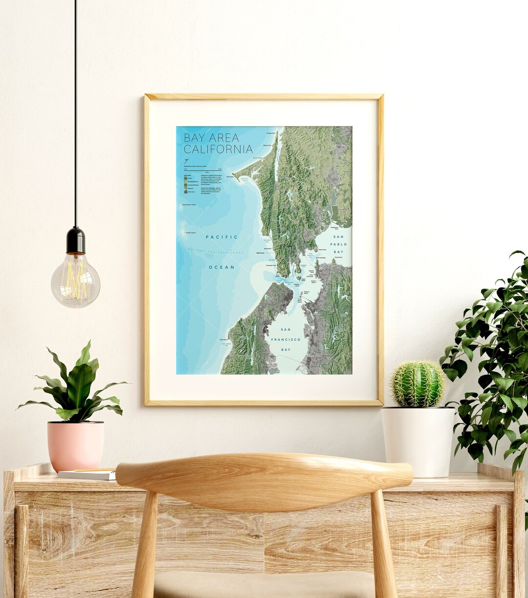 Bay Area, California Map Print, San Francisco, Oakland, Point Reyes ...