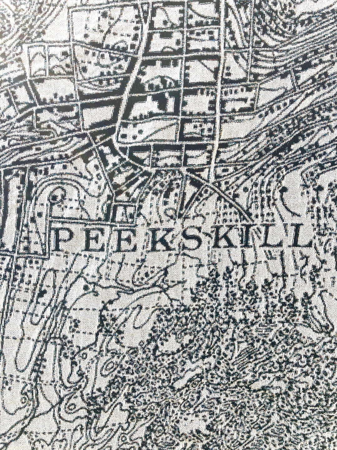 Peekskill, New York Black & White Map Blanket, 100% Cotton Woven Throw ...