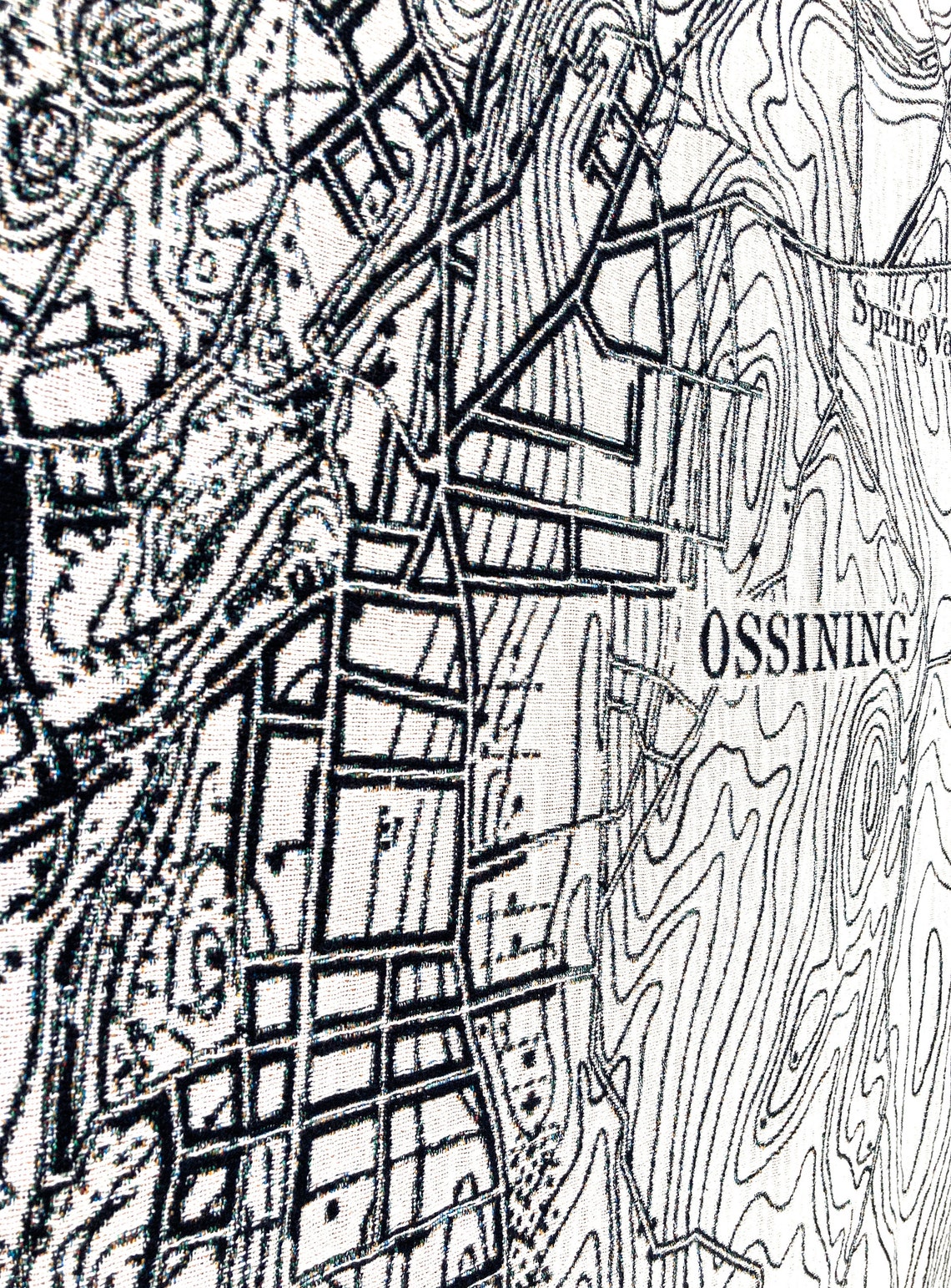 Ossining New York Black & White Map Blanket Hudson River | Etsy