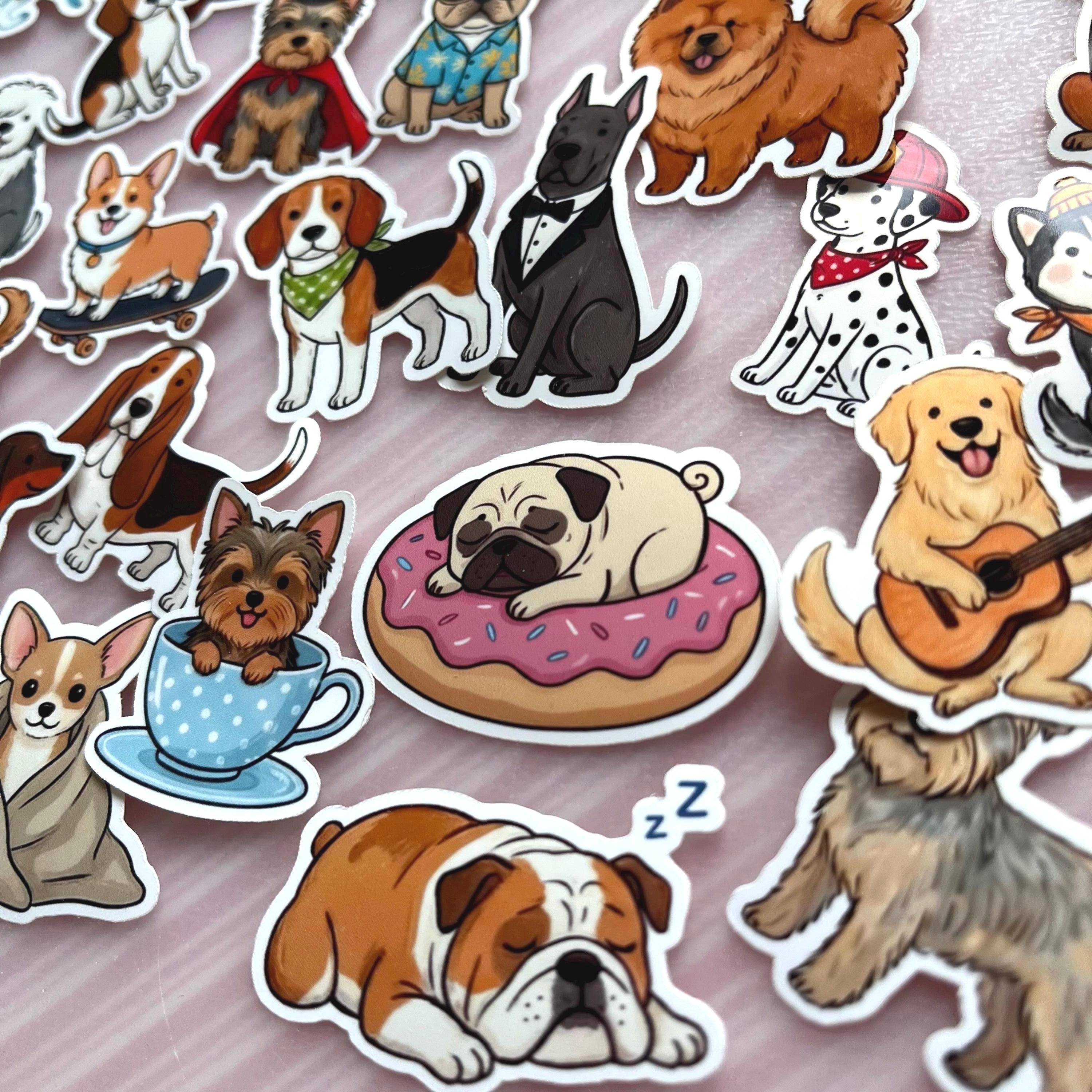 50 Pcs Cartoon Dog Stickers: Vinyl Puppy Sticker Set - Etsy