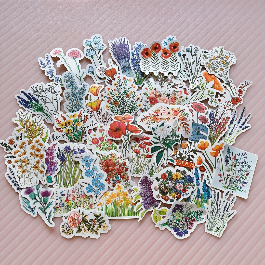 Flower Matte Stickers,plants Sticker Pack, Journal, Scrapbook, Notebook ...