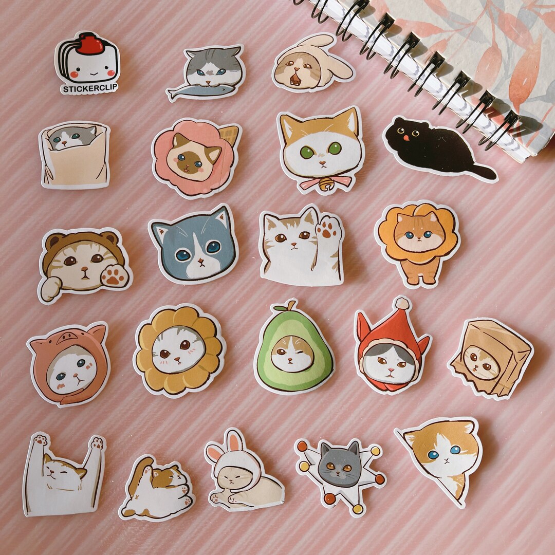 Cat Sticker Pack,kawaii Kitten Waterproof Matte Stickers, Cute Decals ...