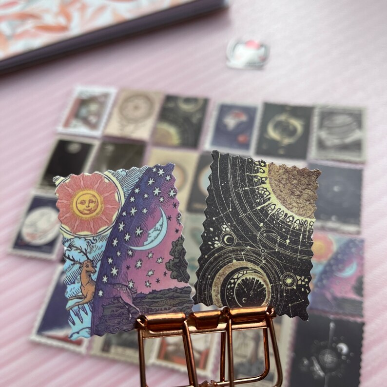Space Travel Stamp Stickers: Galaxy, Moon, Planets, Astronauts Planner ...