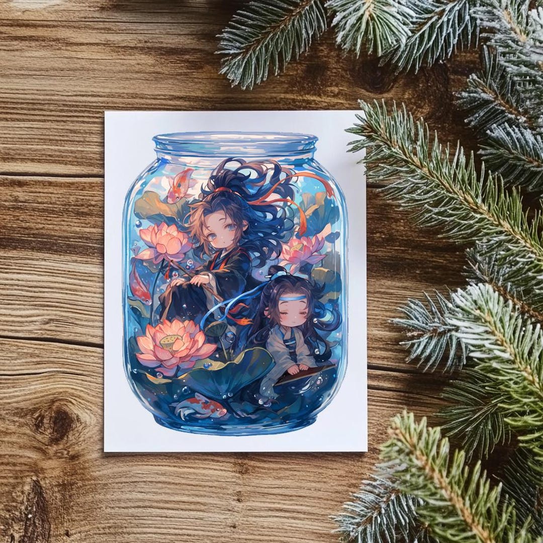 MDZS Chibi Sticker: Wei Wuxian & Lan Wangji Lotus Jar - Etsy
