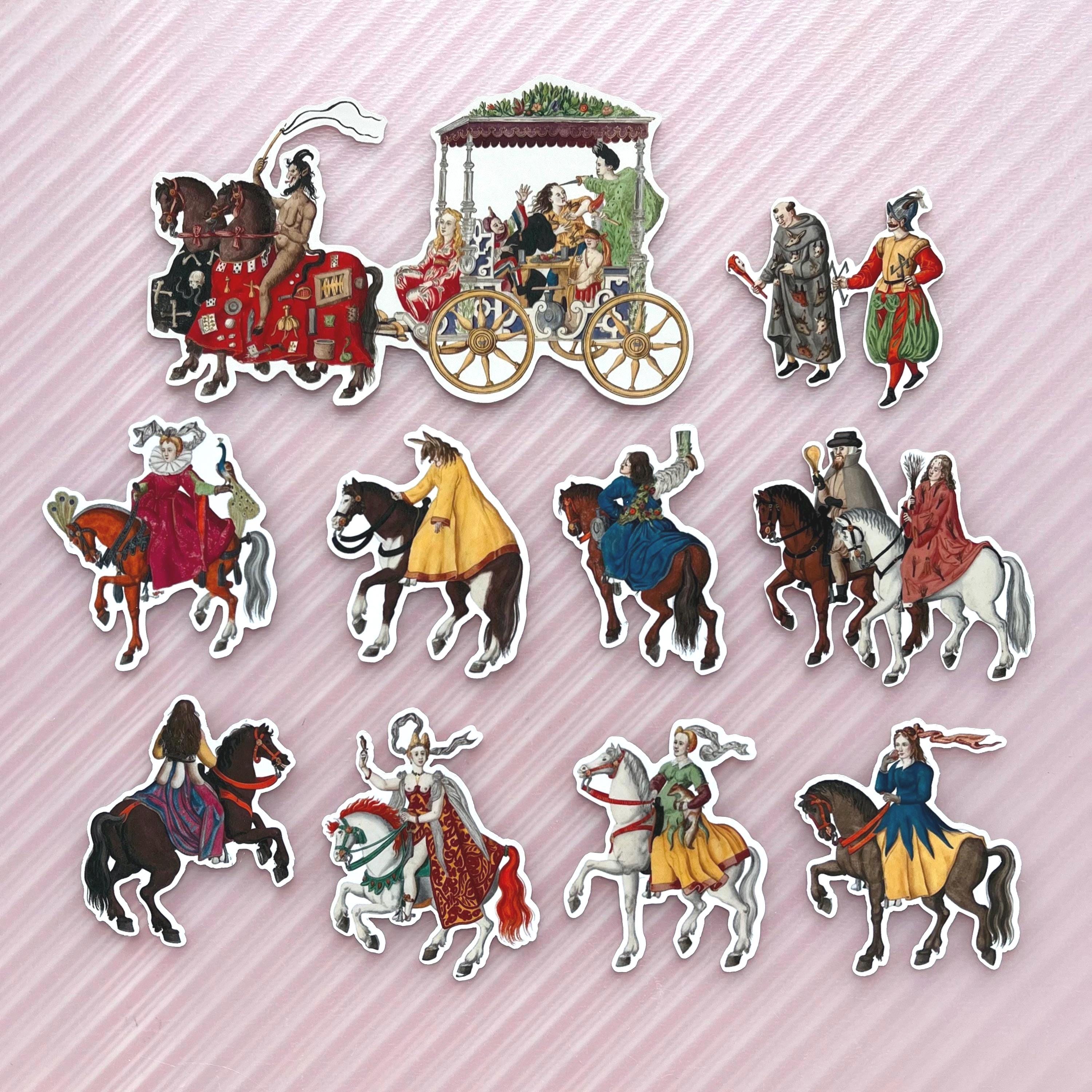 Medieval Knight and Lady Rider Stickers, Renaissance Mythology Art (51 ...