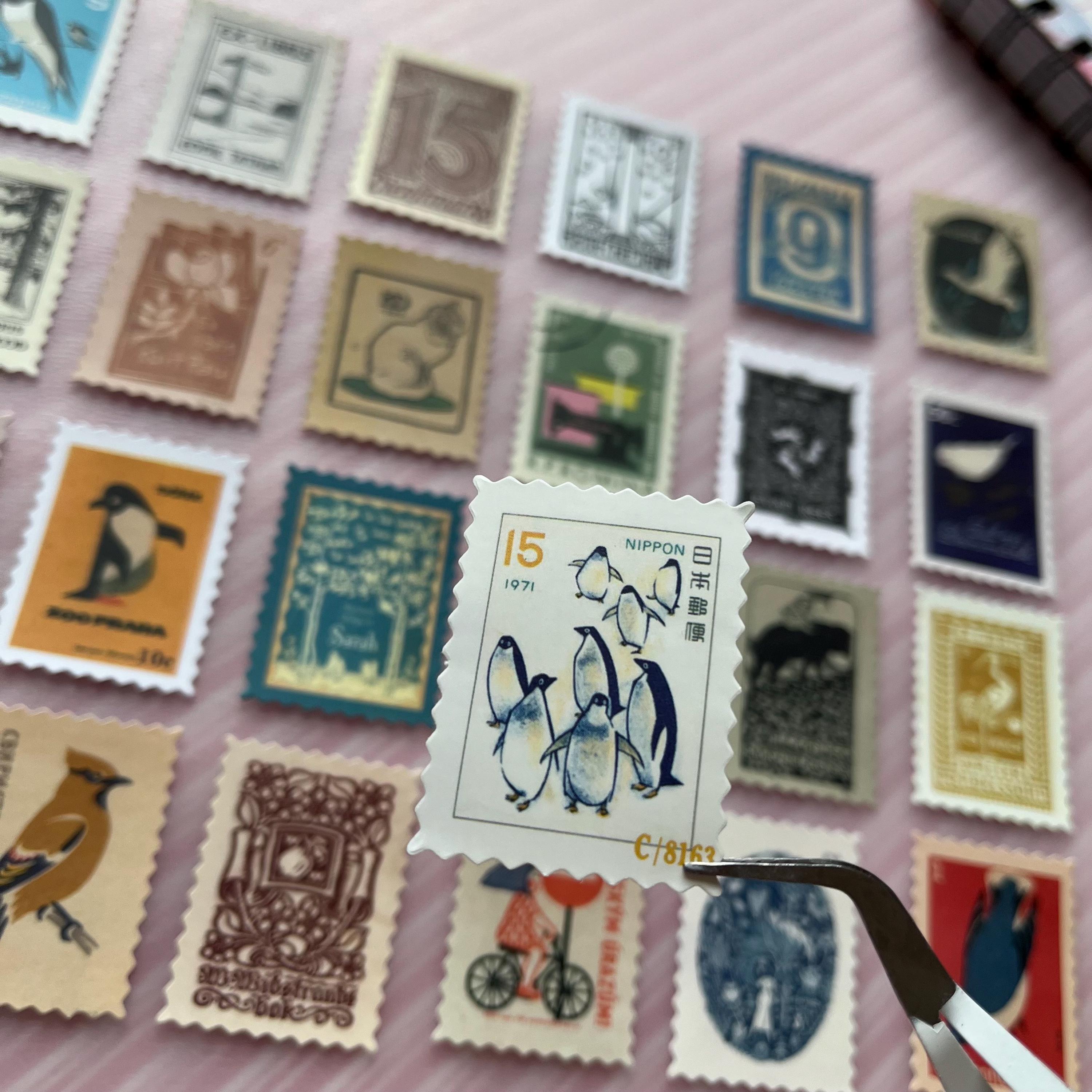Vintage Illustration Postage Stamp Stickers, Retro Art (23 Pieces) - Etsy