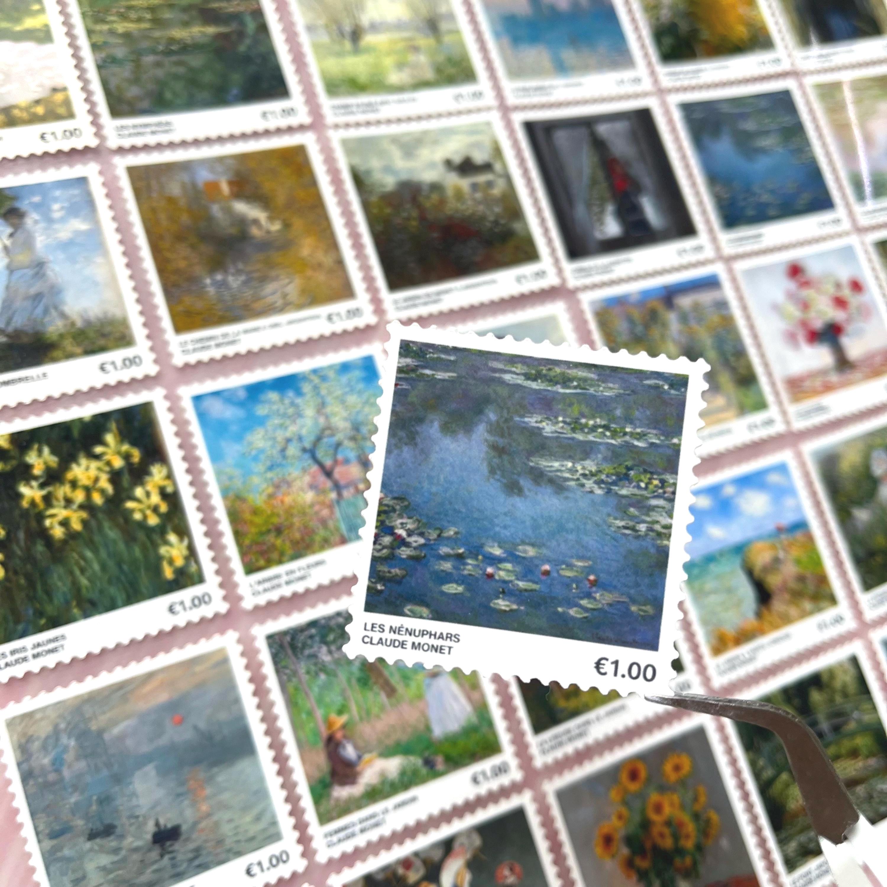 36 Pcs Claude Monet Stamp Sticker Pack: Impressionist Art Journal and ...