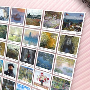 36 Pcs Claude Monet Stamp Sticker Pack: Impressionist Art Journal and ...