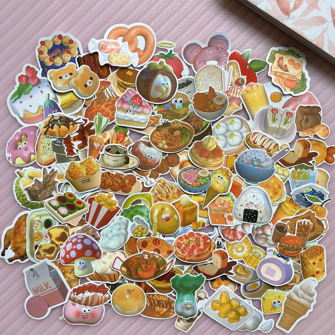 Food Sticker Pack,kawaii Sticker, Aesthetic Stickers,funny Food Decals ...