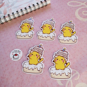 Pokemon Sticker and Birthday Card Set, Pikachu Postcard, Print, Anime ...