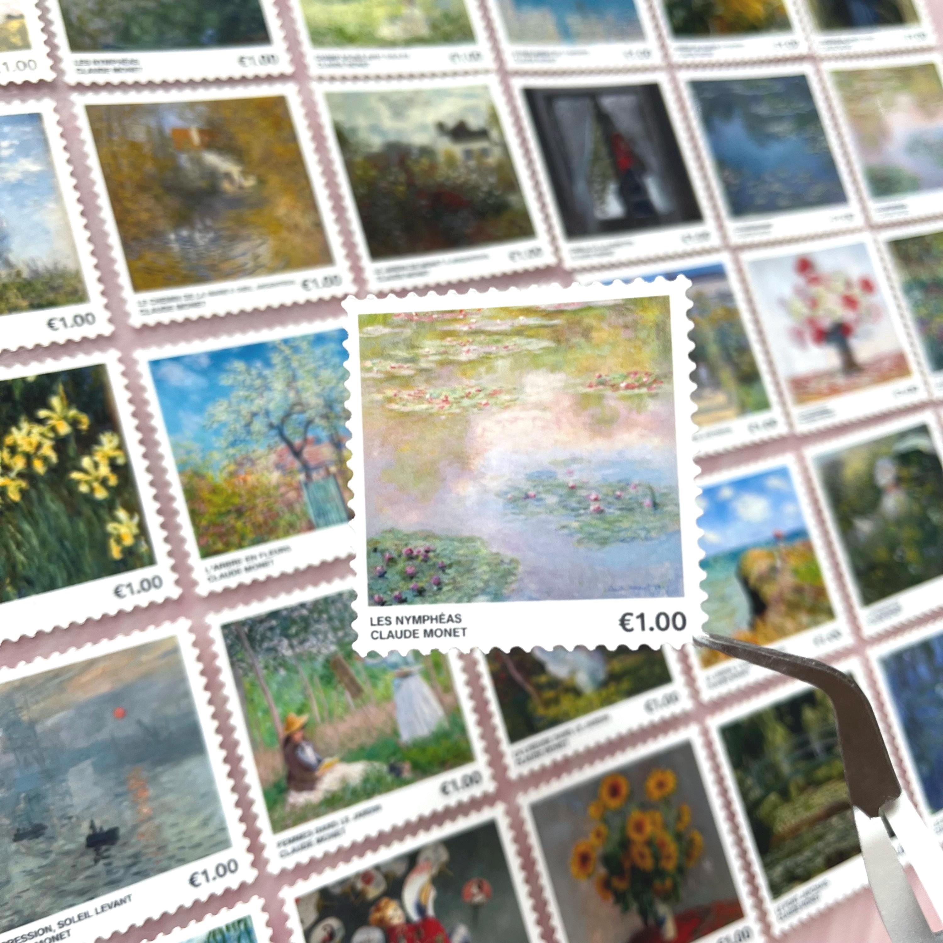 36 Pcs Claude Monet Stamp Sticker Pack: Impressionist Art Journal and ...