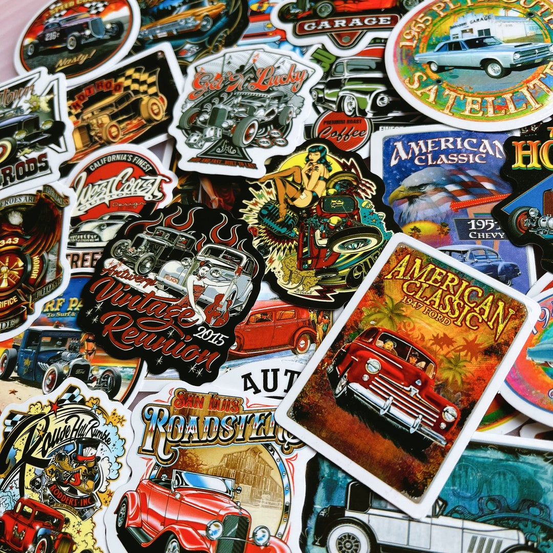 Vintage Hot Rod Stickers, Decals for Laptop, Skateboard (50pcs) - Etsy