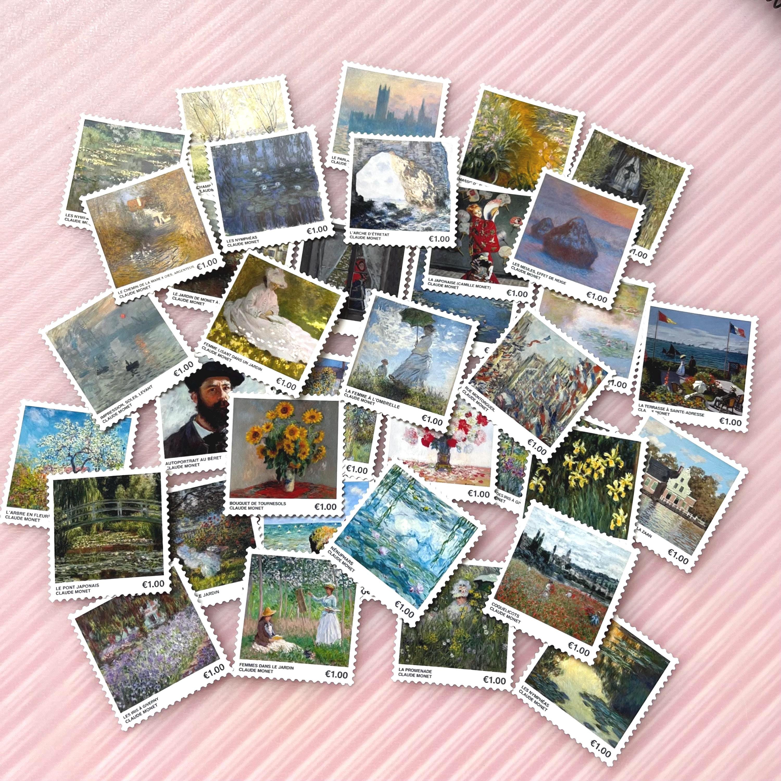 36 Pcs Claude Monet Stamp Sticker Pack: Impressionist Art Journal and ...