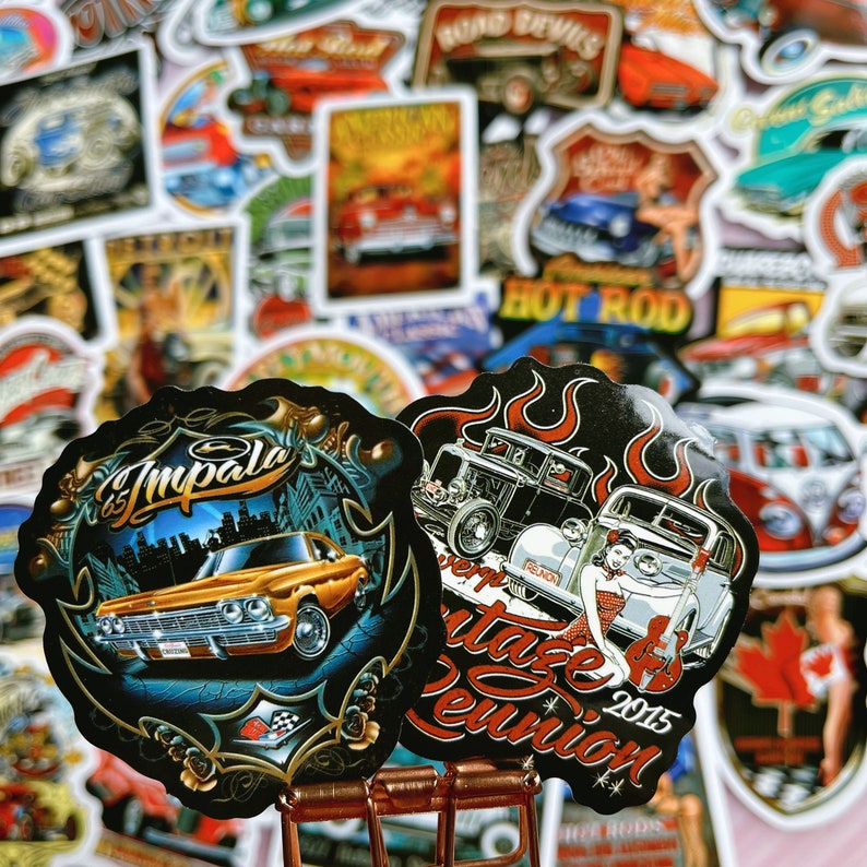 Vintage Hot Rod Stickers, Decals for Laptop, Skateboard (50pcs) - Etsy