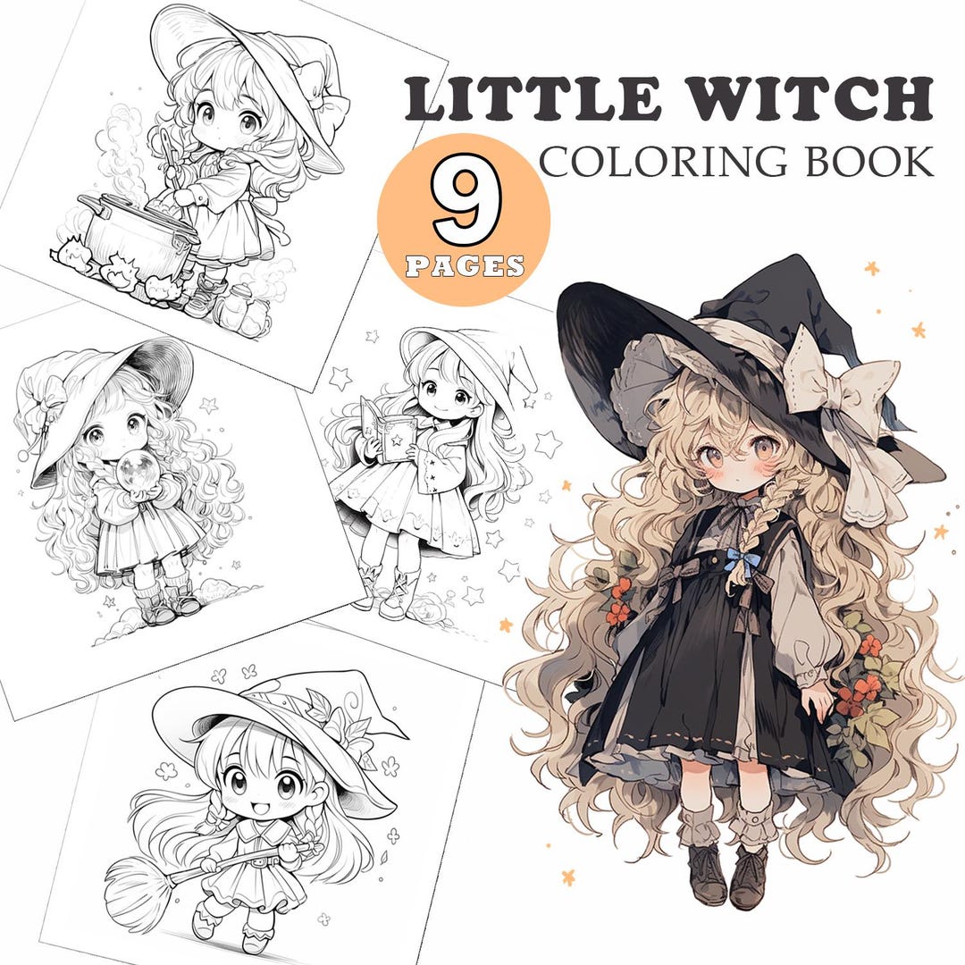 Little Witch Coloring Pages, Anime Chibi Coloring Book, Halloween ...