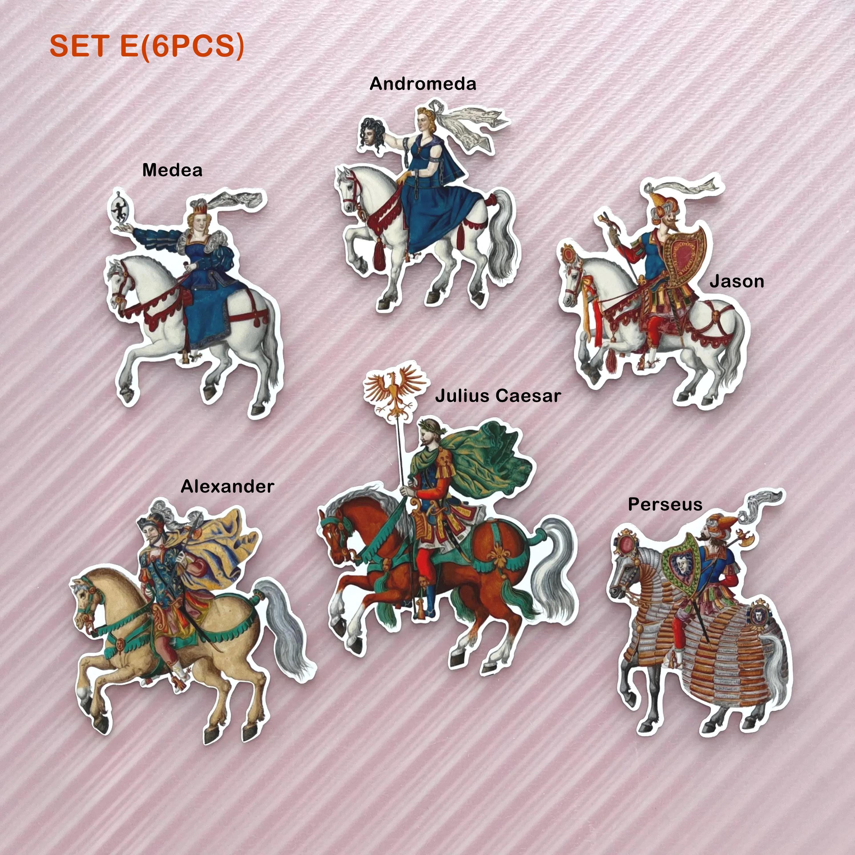 Medieval Knight and Lady Rider Stickers, Renaissance Mythology Art (51 ...