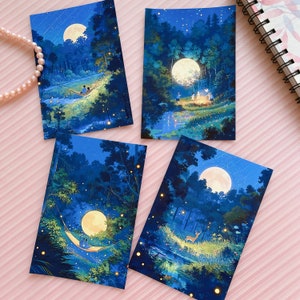 Lost Moon Series Original Prints, Full Moon and Crescent Moon Postcard ...