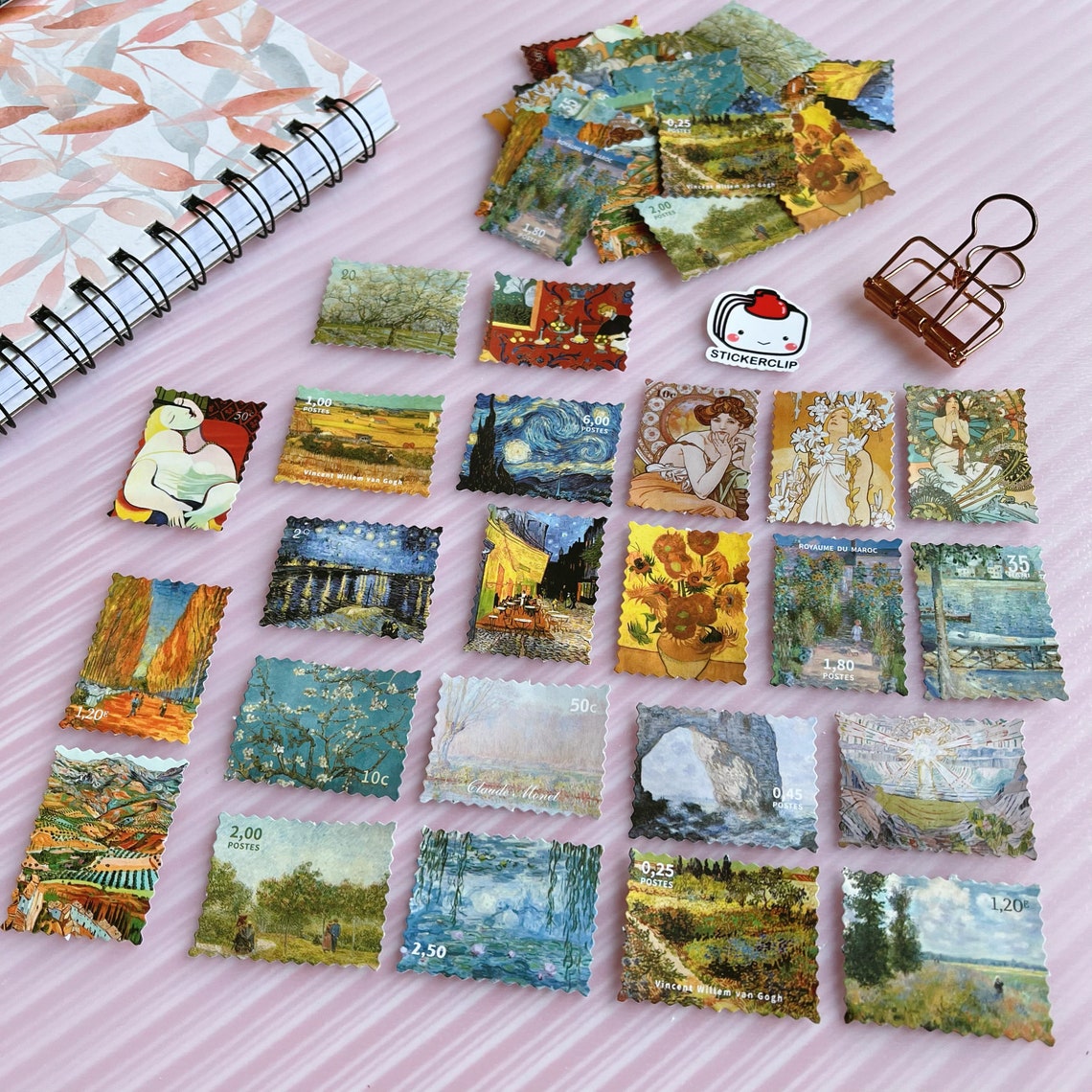 Famous Artist Painting Stickers: Van Gogh, Monet, Mucha (23pcs) - Etsy