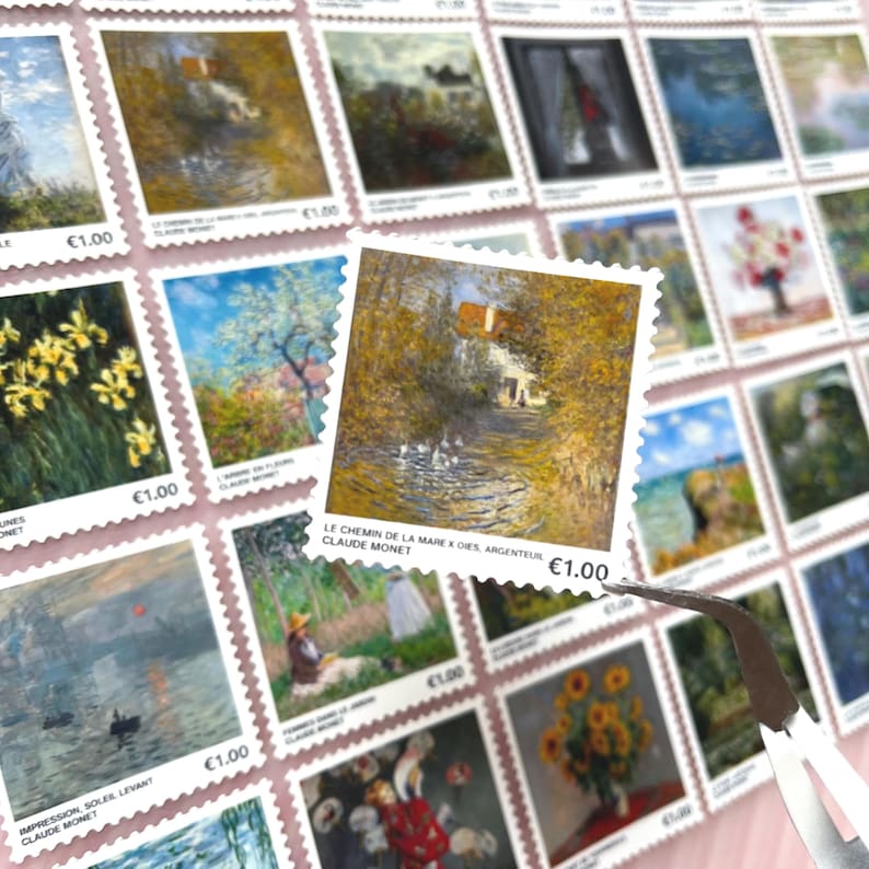 36 Pcs Claude Monet Stamp Sticker Pack: Impressionist Art Journal and ...