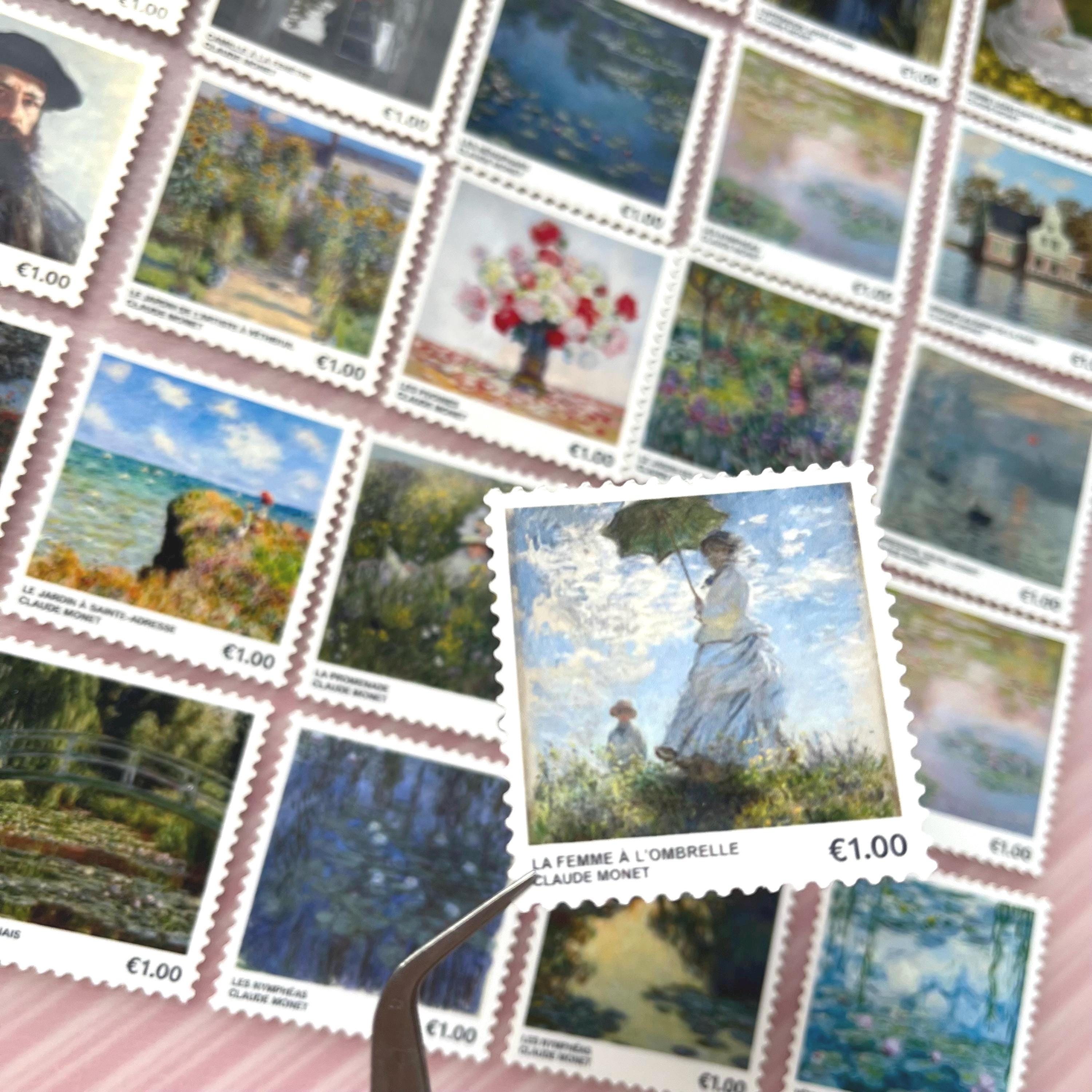 36 Pcs Claude Monet Stamp Sticker Pack: Impressionist Art Journal and ...