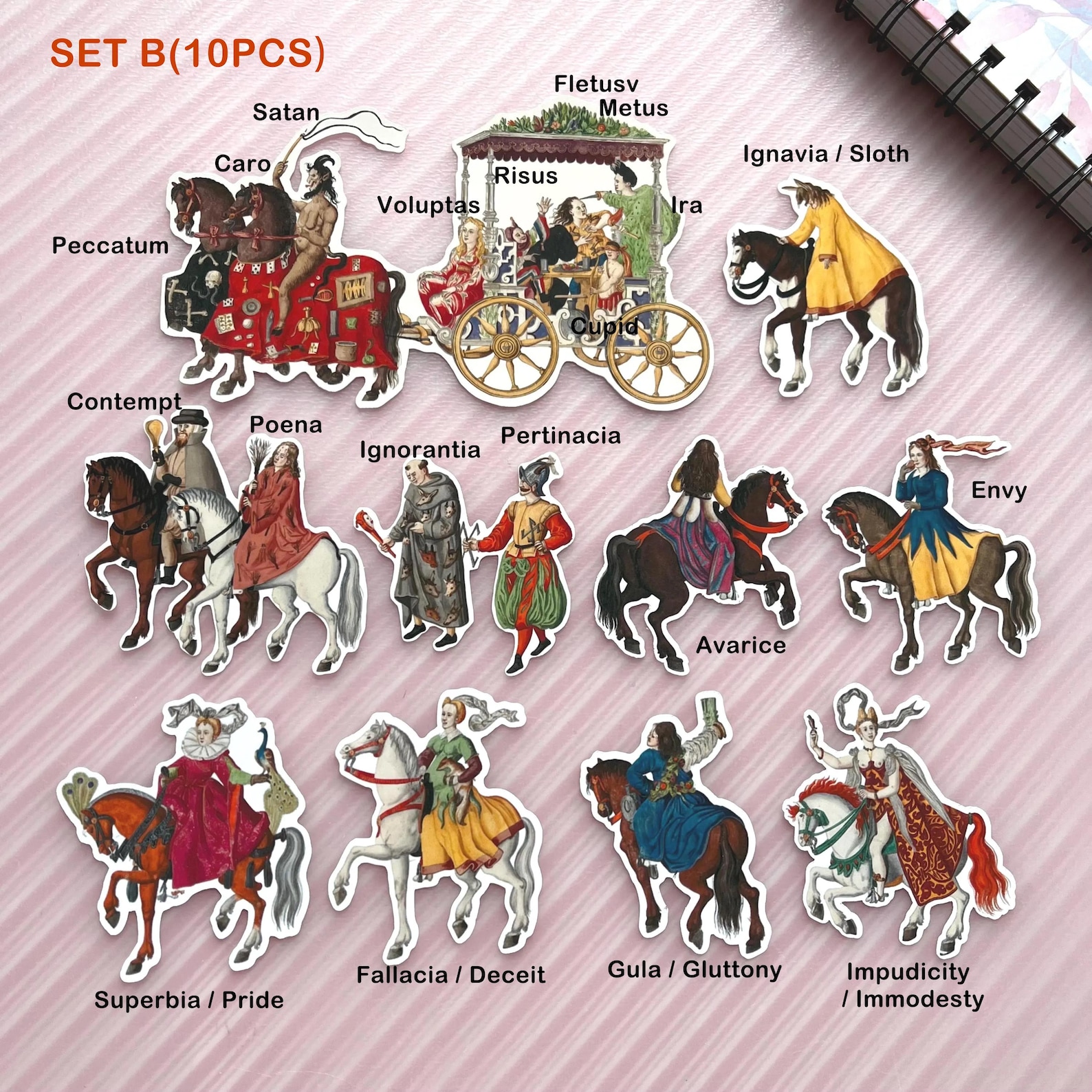 Medieval Knight and Lady Rider Stickers, Renaissance Mythology Art (51 ...